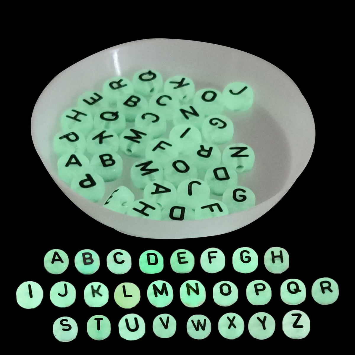 Buy A To Z Radium Acrylic Letter Alphabet Beads 7x4 MM Glow In The Dark ...