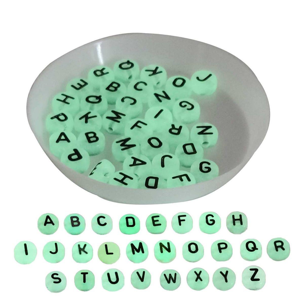 Buy A To Z Radium Acrylic Letter Alphabet Beads 7x4 MM Glow In The Dark ...